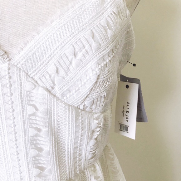 ALI & JAY | Dresses | Ali Jay White Lace Bellissimo Midi Dress | Poshmark